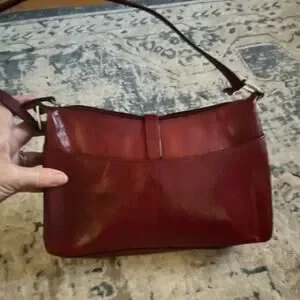Italian Leather | Bags | Italian Leather Womens Burgundy Shoulder Bag ...